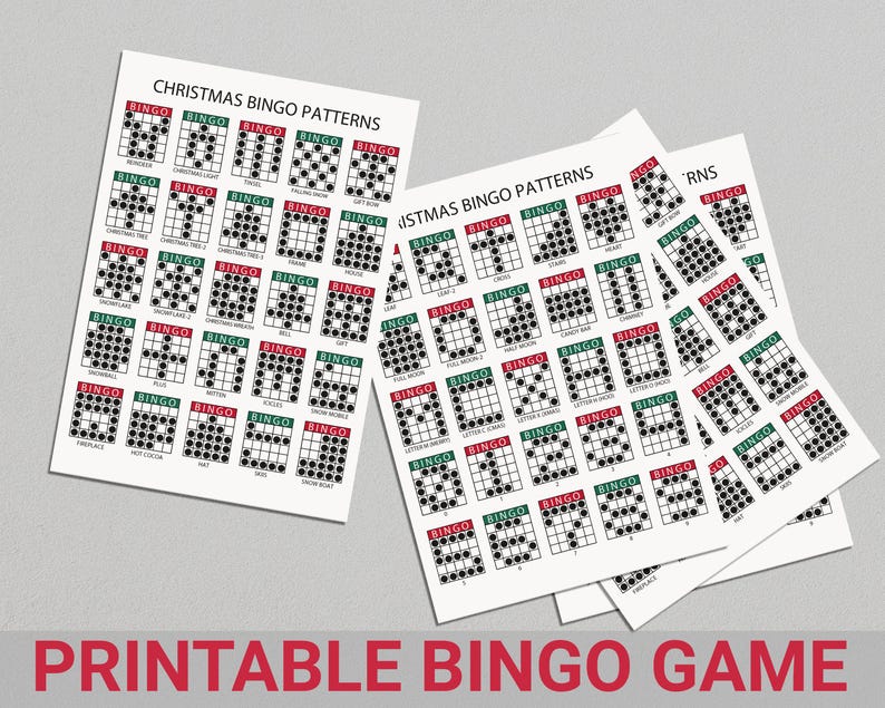 Christmas Bingo Patterns | Printable Christmas Bingo Party Game | 50 ...