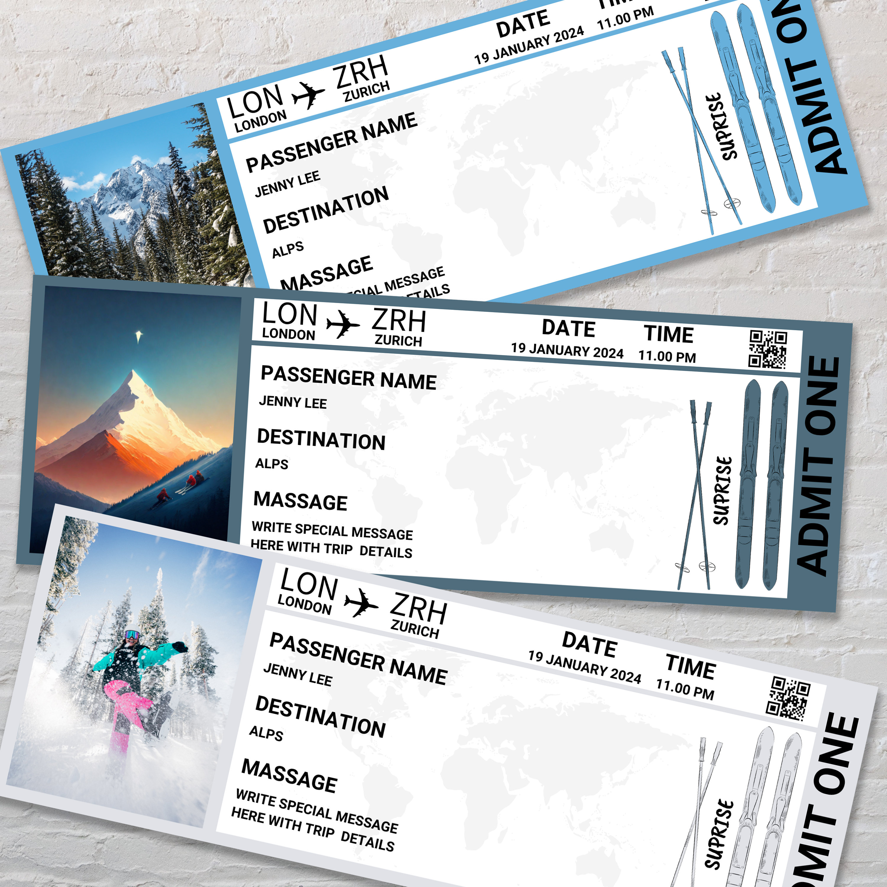 Editable Skiing Pass Ticket Template Skiing Pass Ticket Printable ...