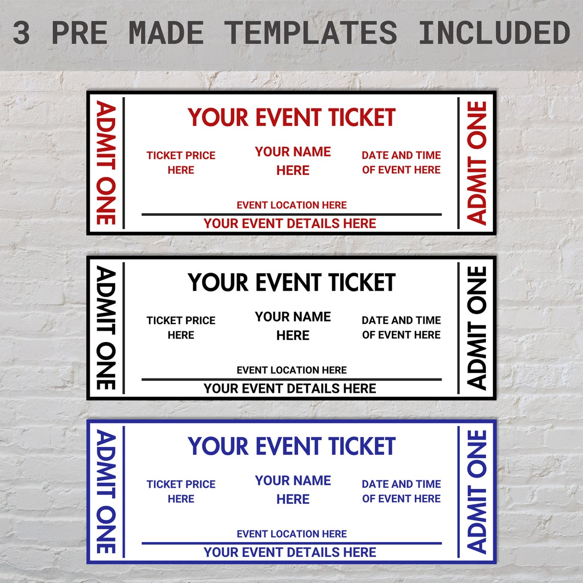 Editable Event Ticket Party Invitation Ticket Printable Event Ticket ...