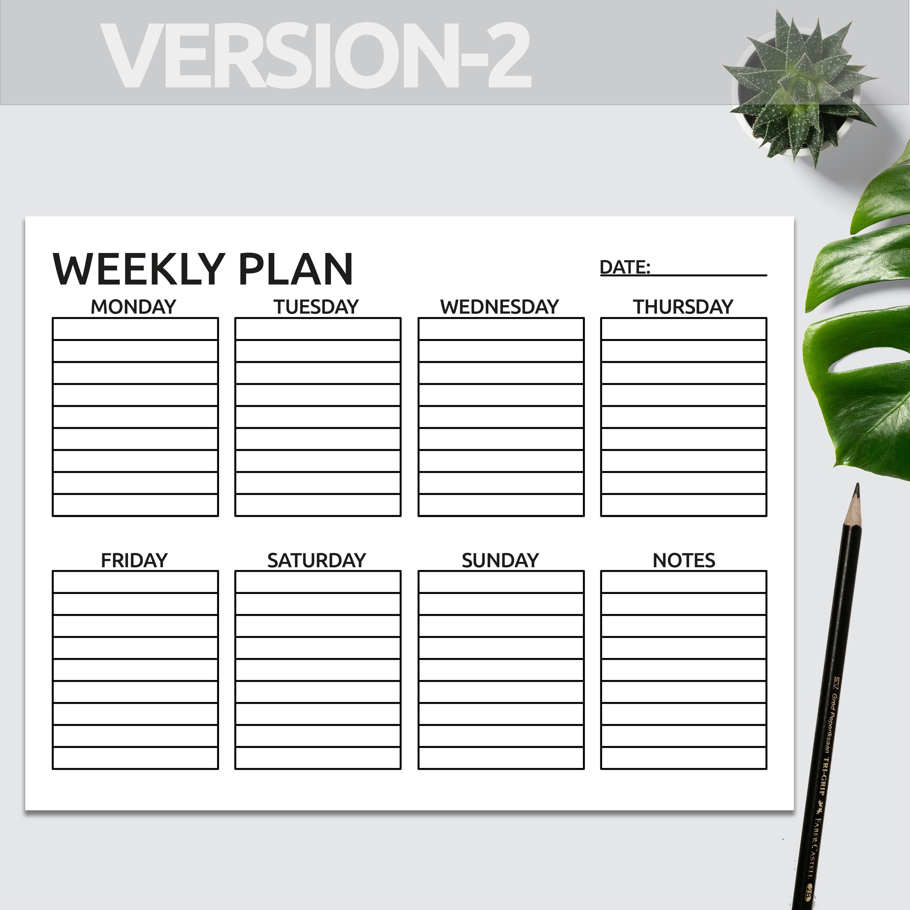 Weekly Schedule Template | Weekly Planner Printable | Weekly Planner ...