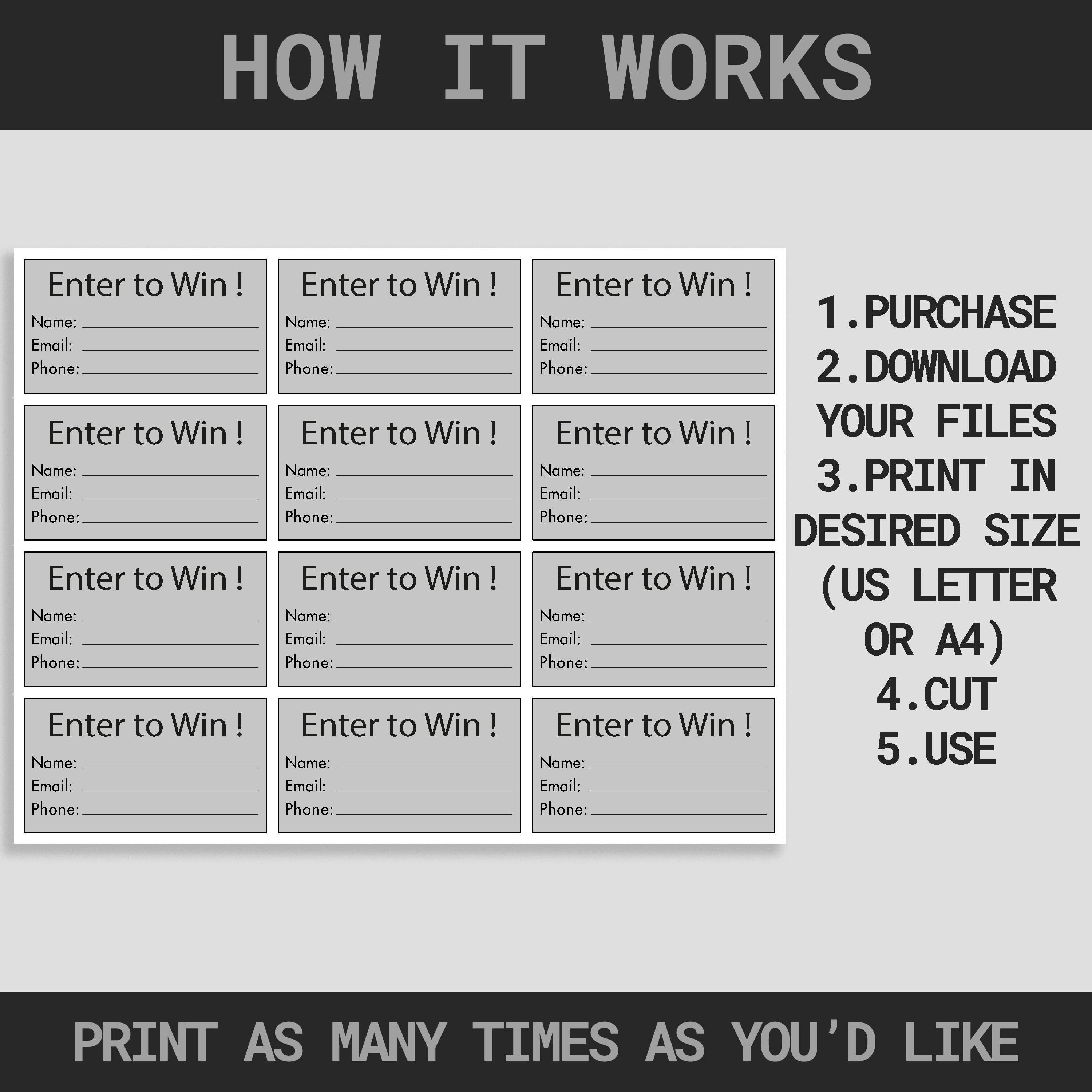 Printable Raffle Tickets | Enter to Win Tickets | Enter to Win ...