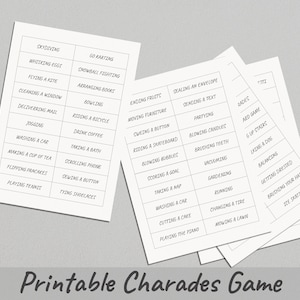 Printable Charades Game | Family Charades Game | Printable Charades for ...