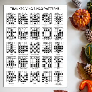 Thanksgiving Bingo Patterns | Printable Thanksgiving Bingo Party Game ...