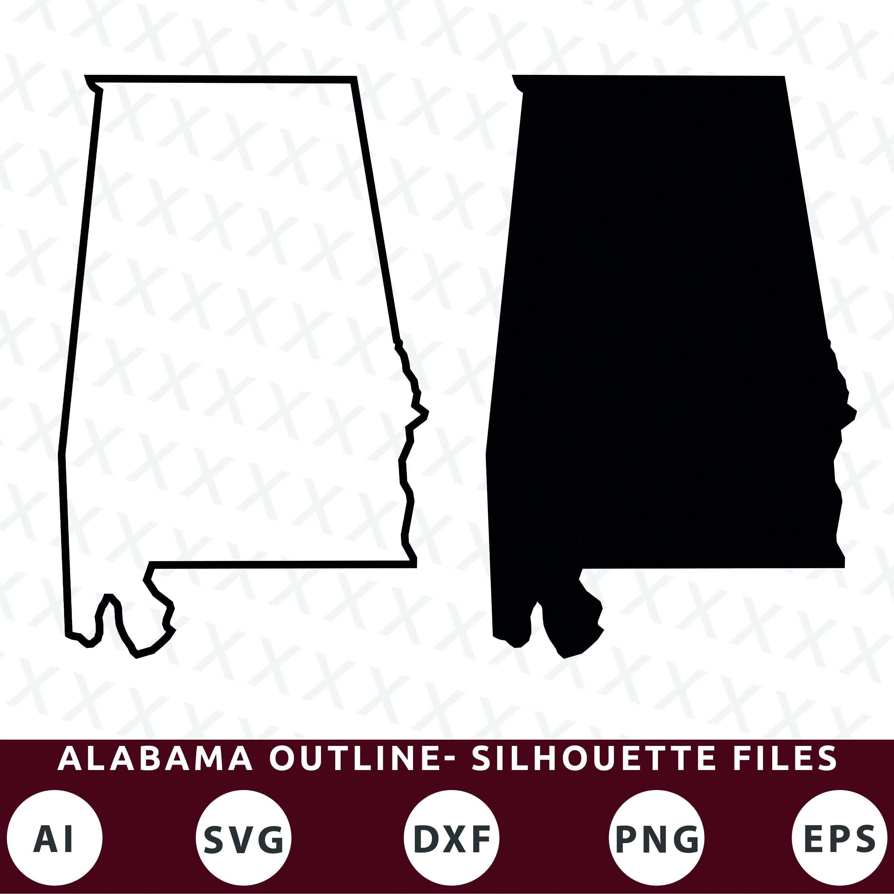 Alabama Outline SVG Files Alabama Silhouette SVG Files Alabama Cut ...