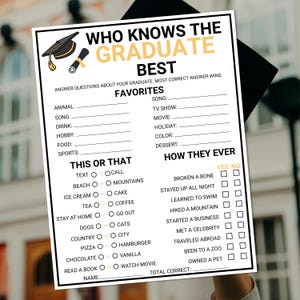 Graduation Game | Who Knows the Graduate Best | Printable Graduation ...