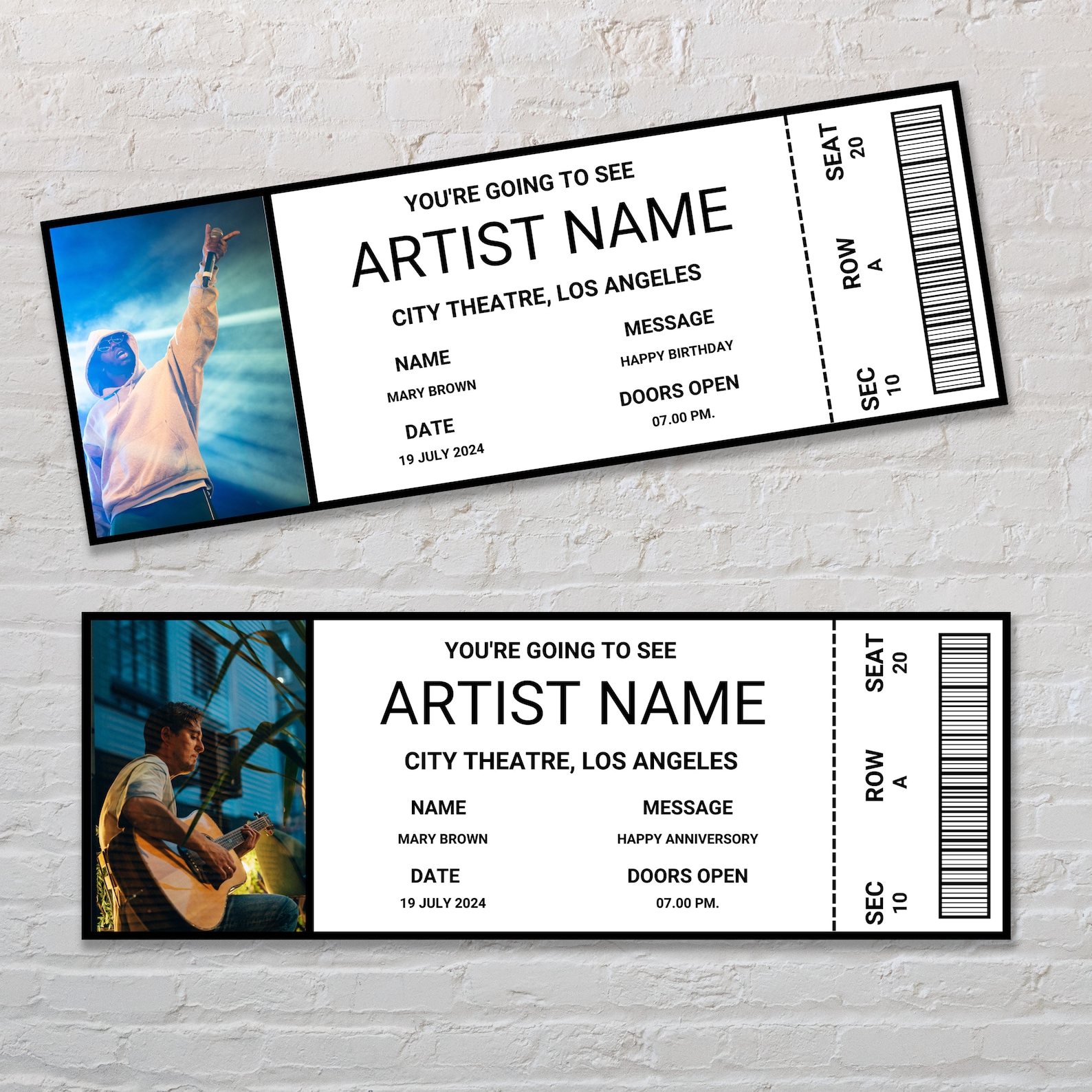 Editable Concert Ticket Template Custom Concert Ticket Personalized ...
