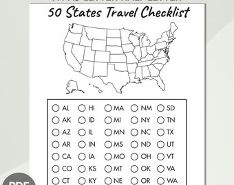 50 US States Checklist - Etsy
