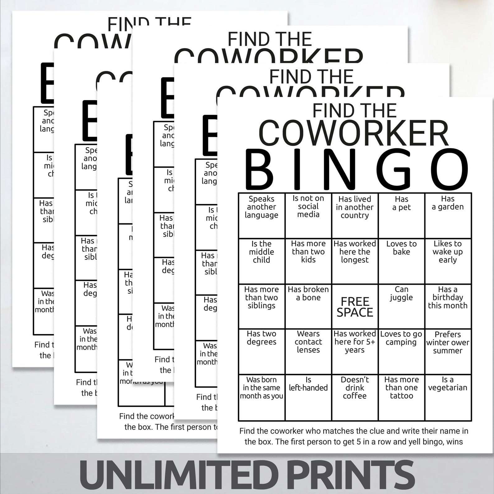 Coworker Bingo | Find Someone Who Bingo Game | Team Building Activity ...