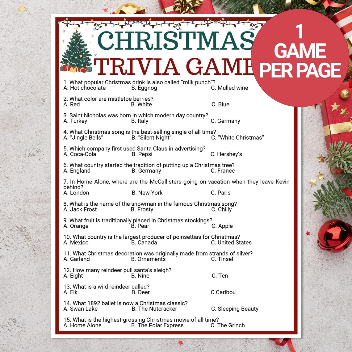 Christmas Trivia Game | Christmas Trivia Quiz Game | Holiday Trivia ...