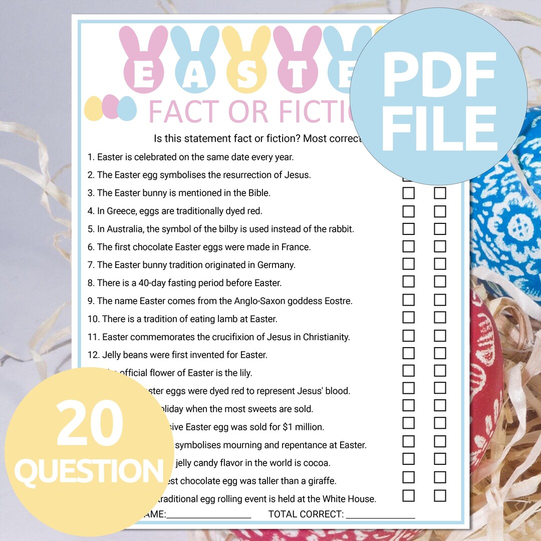 Easter Fact or Fiction Games | Easter Party True or False Quiz ...