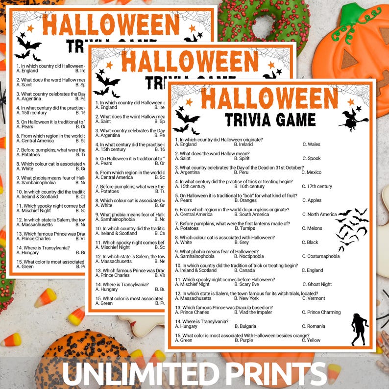 Halloween Trivia Game | Halloween Party Activity | Fun Halloween Party ...