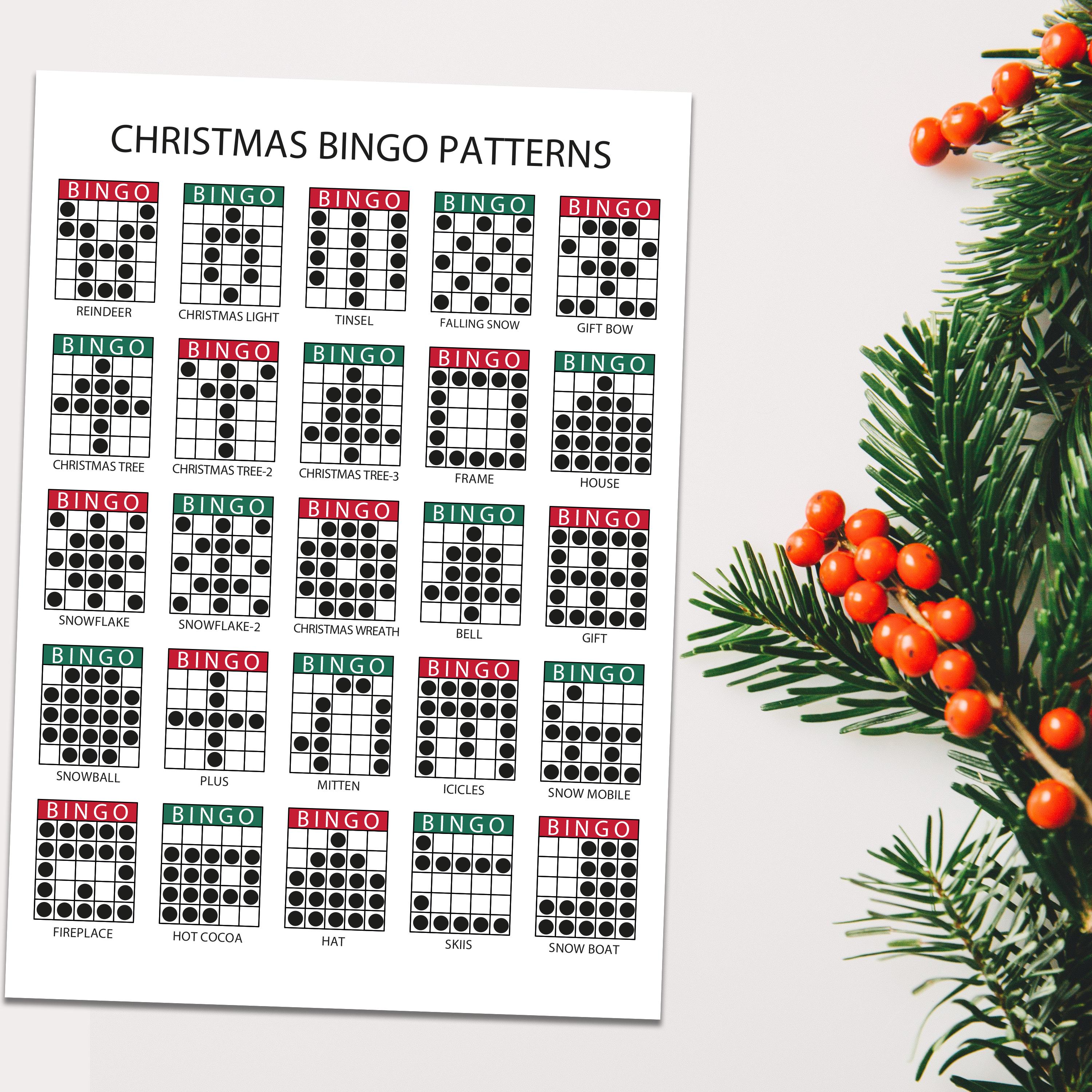 Christmas Bingo Patterns | Printable Christmas Bingo Party Game | 50 ...