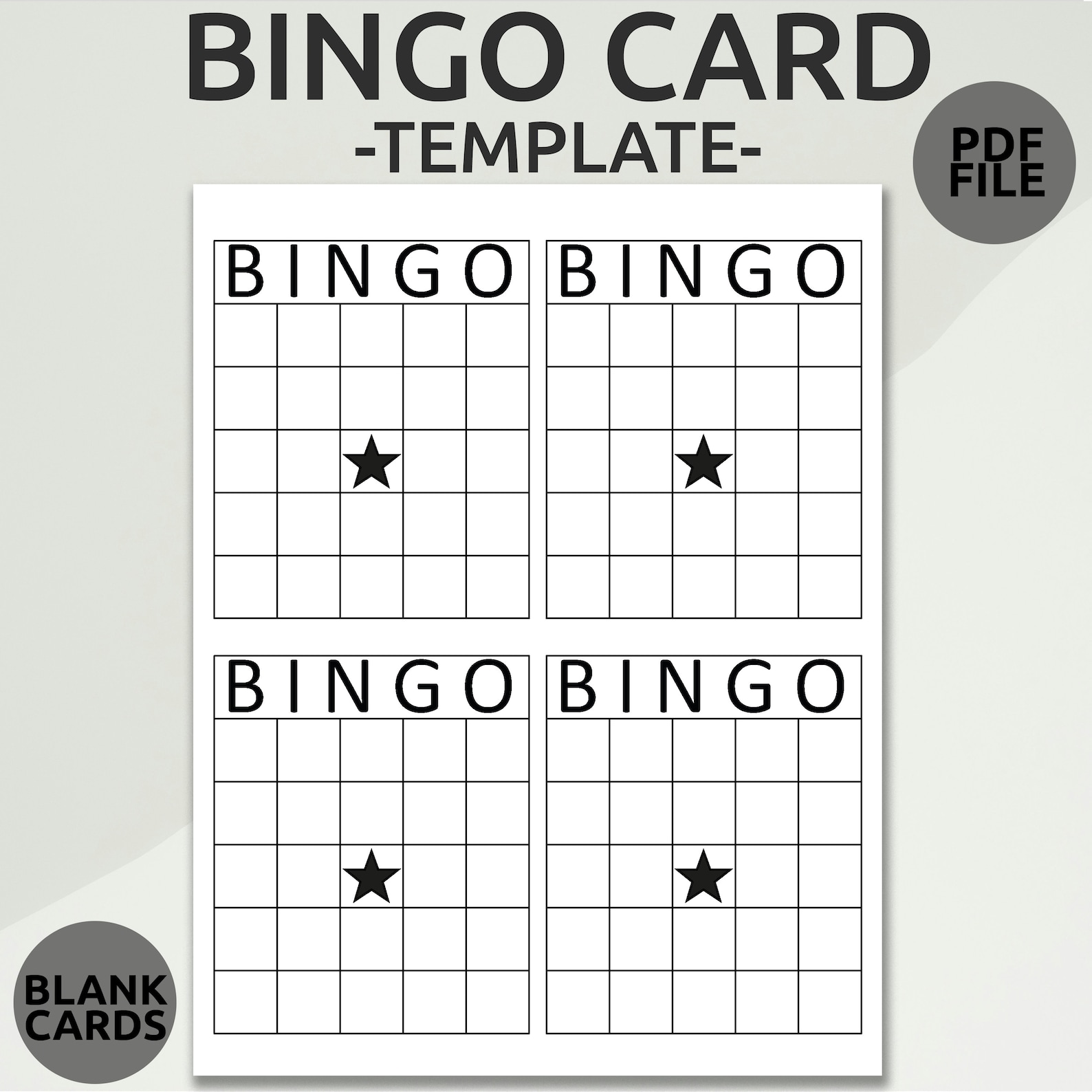 Blank Bingo Card Template | Fun Bingo Party Game | Printable Bingo Game ...