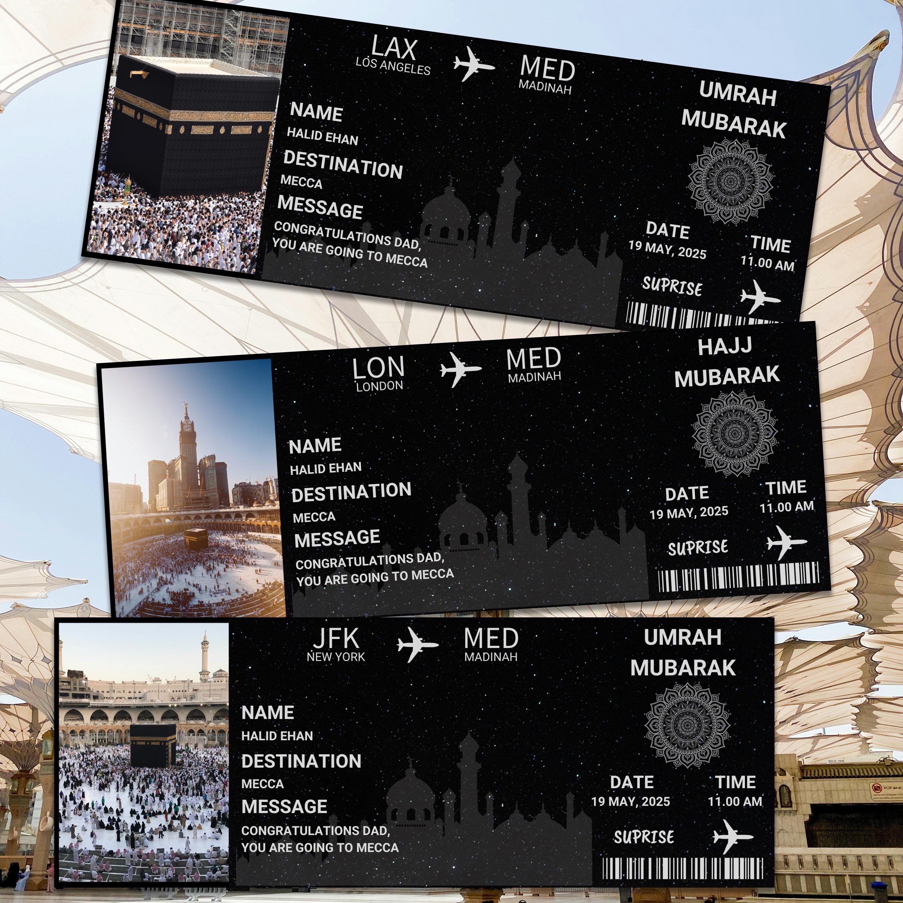 Hajj Boarding Pass | Editable Umrah Mubarak Boarding Pass | Editable ...