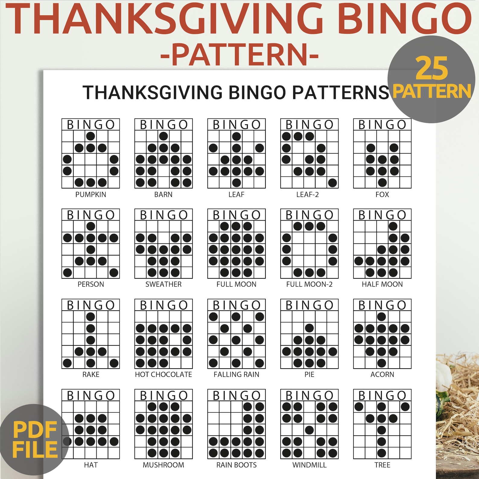 Thanksgiving Bingo Patterns | Printable Thanksgiving Bingo Party Game ...