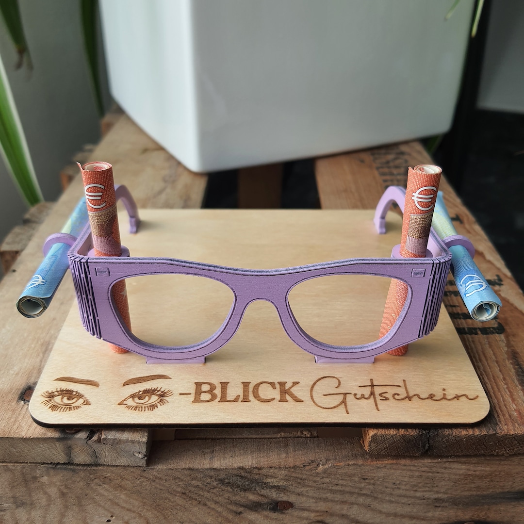 Money Gift Glasses Voucher for New Glasses Wooden Money Gift Gift ...