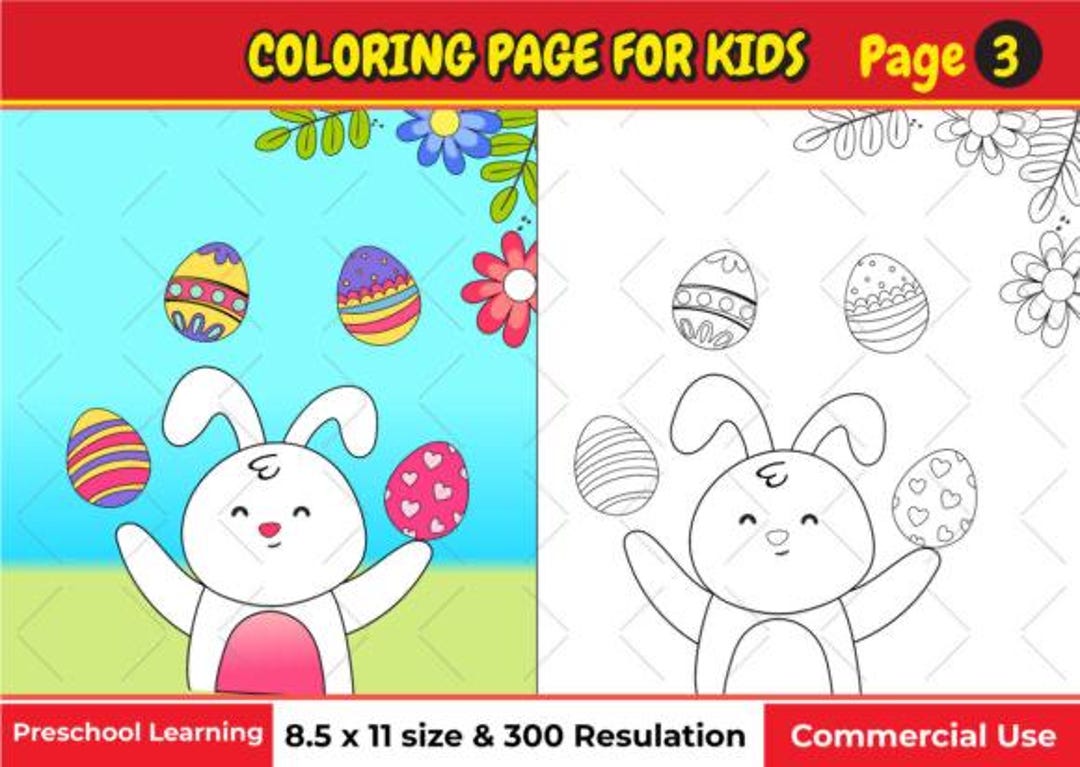 Easter Bunny Coloring Page for Kids – Printable Preschool Coloring ...