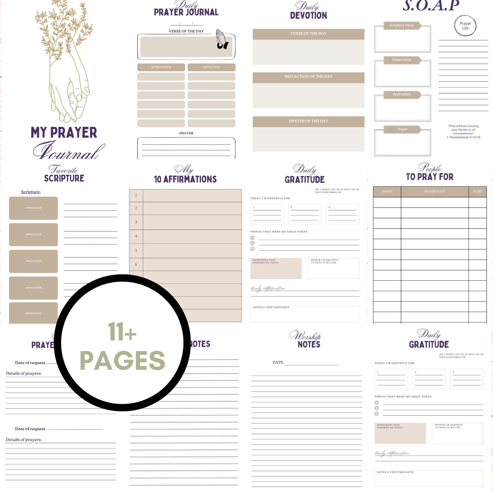 Prayer Journal Printable | Bible Study Guide | Gratitude Journal ...