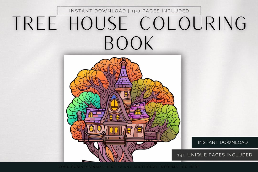 Treehouse Coloring Book Printable PDF Treehouse Coloring Page Enchanted ...