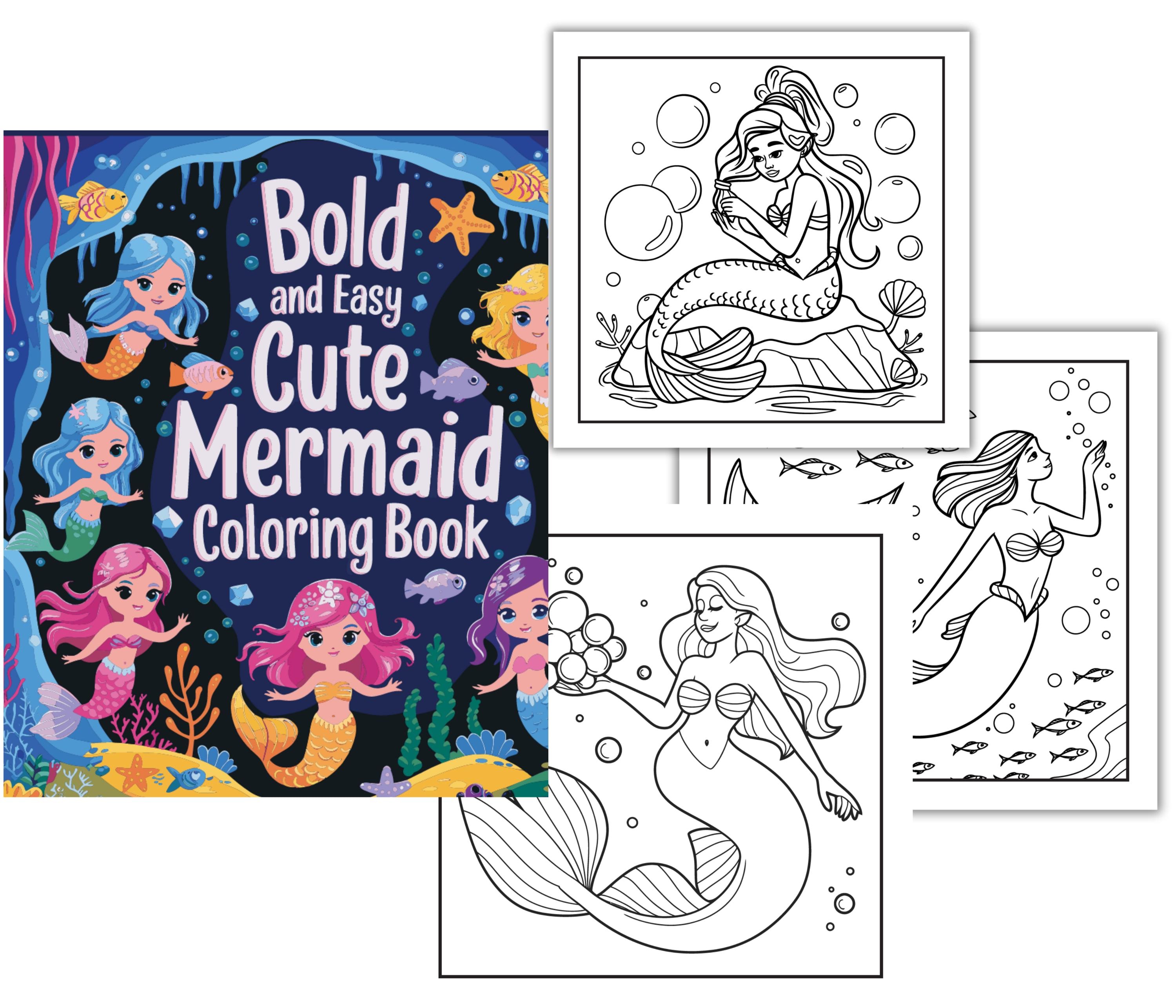 Mermaid Coloring Book Pages for Girls - Kids Coloring Pages, Easy to ...