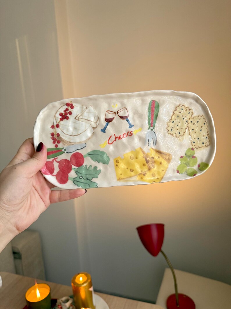 Wine Platter Handmade Serving Plate Handmade Cheese Plate Christmas ...