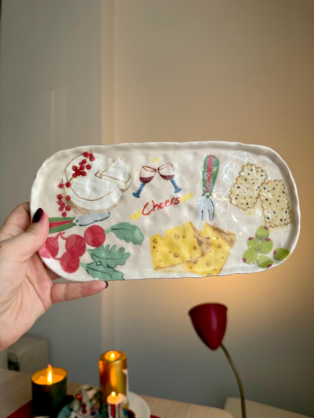 Wine Platter Handmade Serving Plate Handmade Cheese Plate Christmas ...