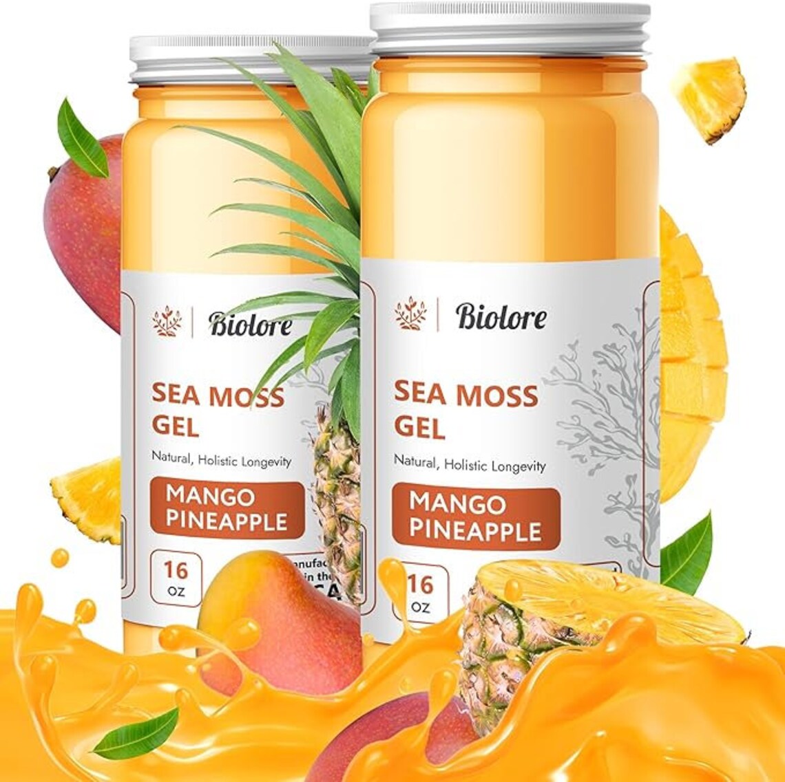 Biolore Sea Moss Gel Mango-pineapple - 32 Oz | Wildcrafted Seamoss | Made in USA | Vegan ...