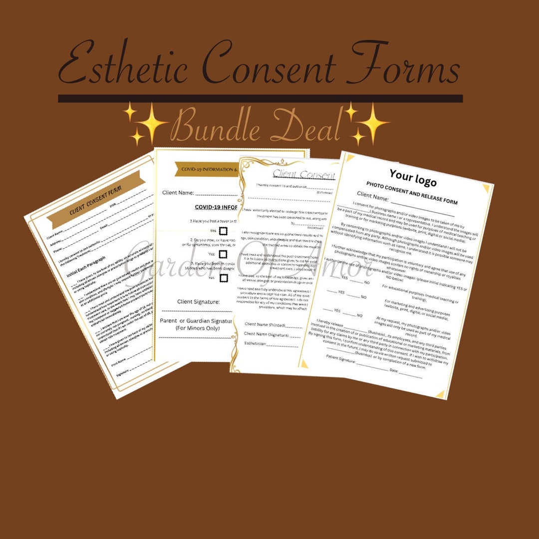 Editable Elegant Gold Frame Esthetic Consent Form - Etsy