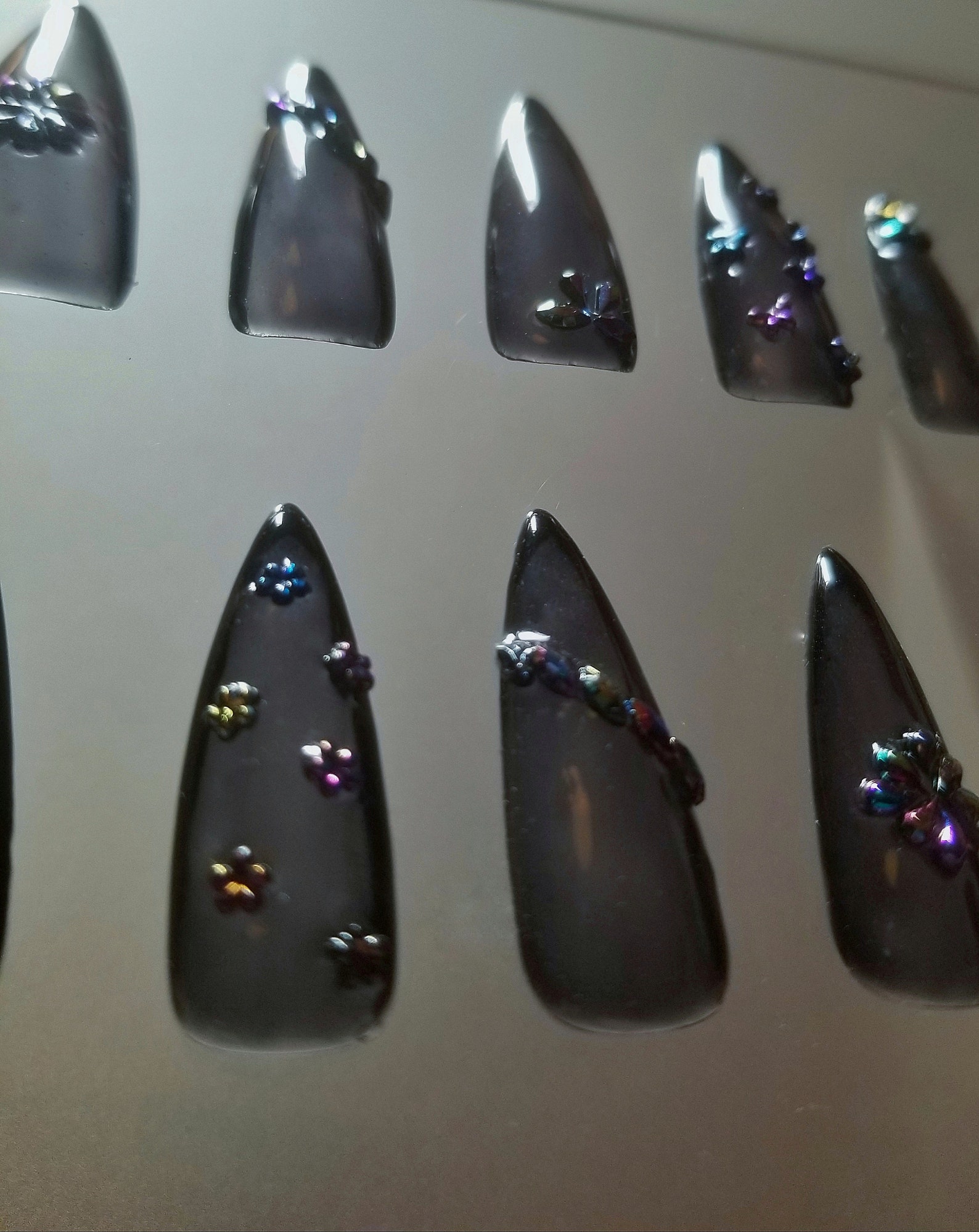 Sheer Black Jelly Press on Nails Transparent Black Nails Jelly Black ...