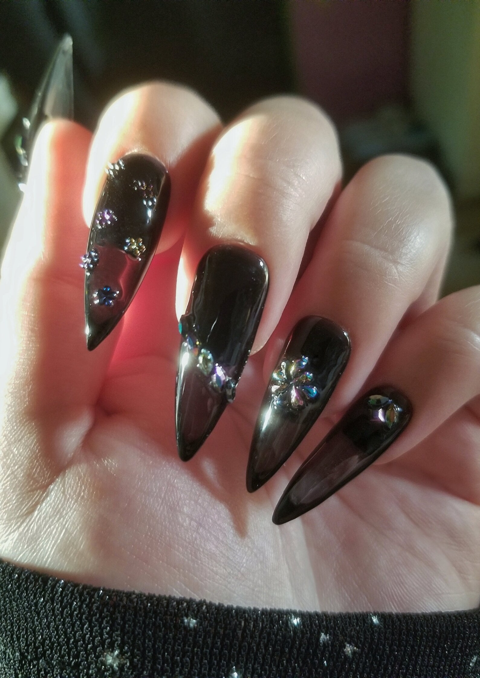 Sheer Black Jelly Press on Nails Transparent Black Nails Jelly Black ...