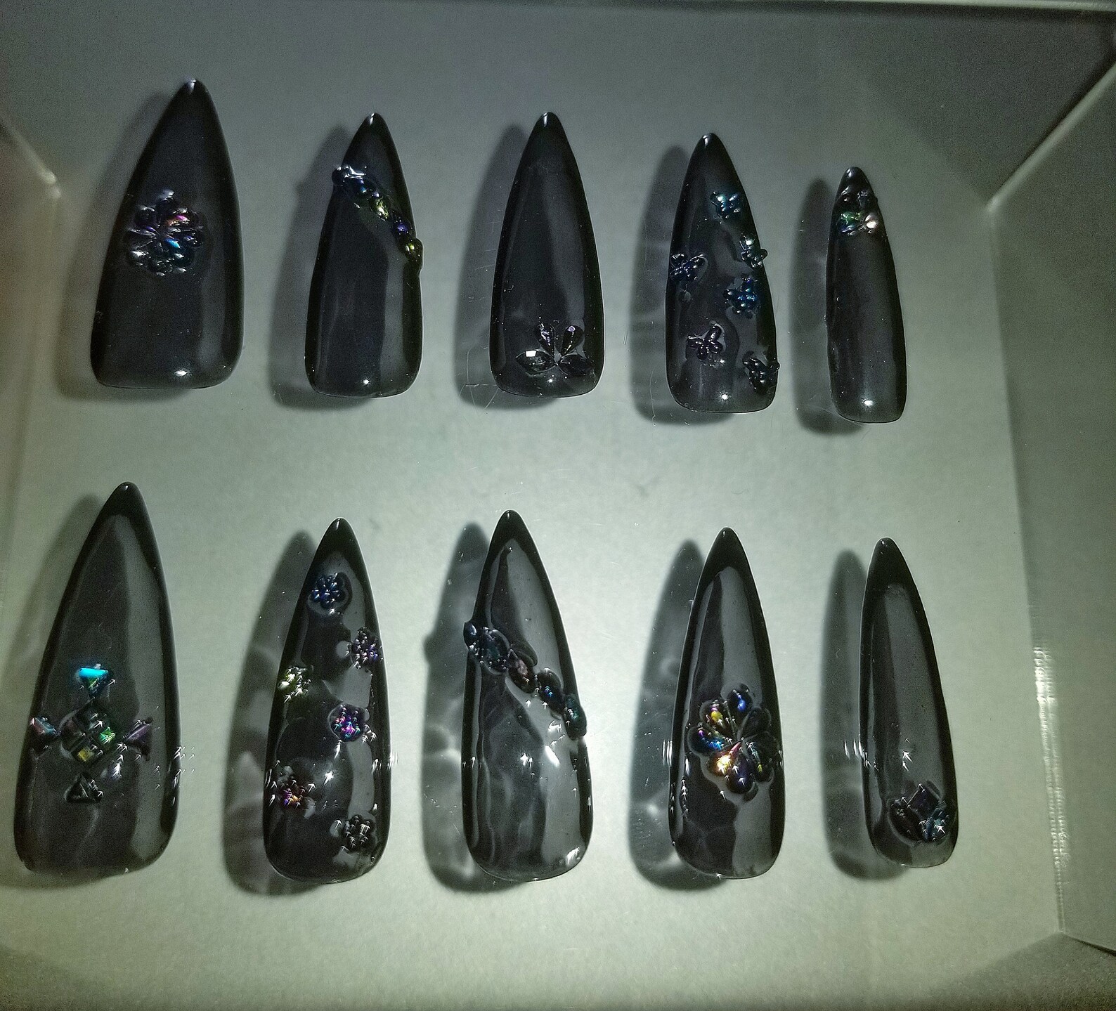 Sheer Black Jelly Press on Nails Transparent Black Nails Jelly Black ...
