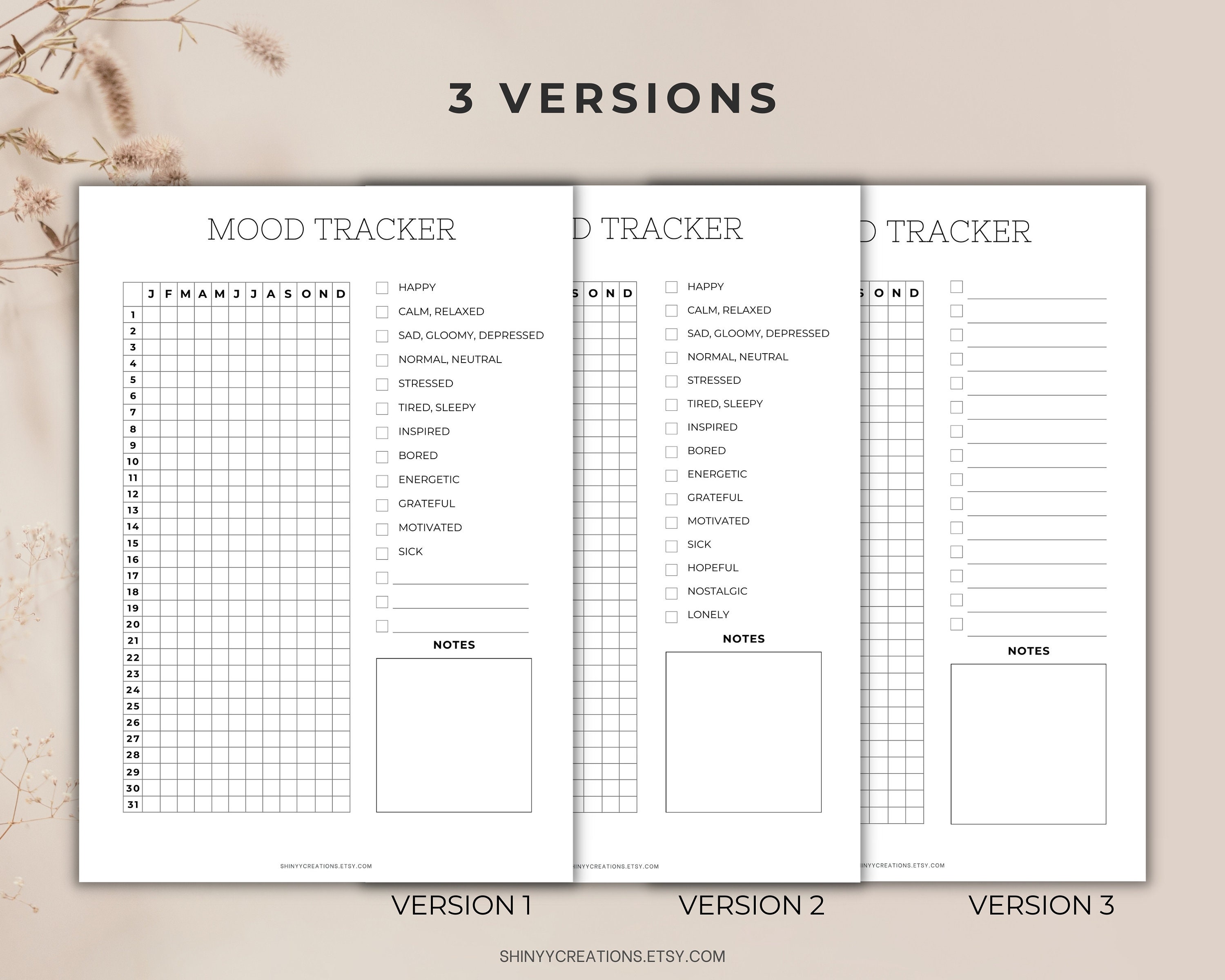 Mood Tracker Printable, Yearly Mood Tracker, Printable Tracker, Mood ...
