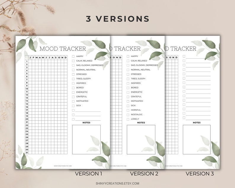 Mood Tracker Printable, Wellness Planner, Printable Tracker, Mood ...