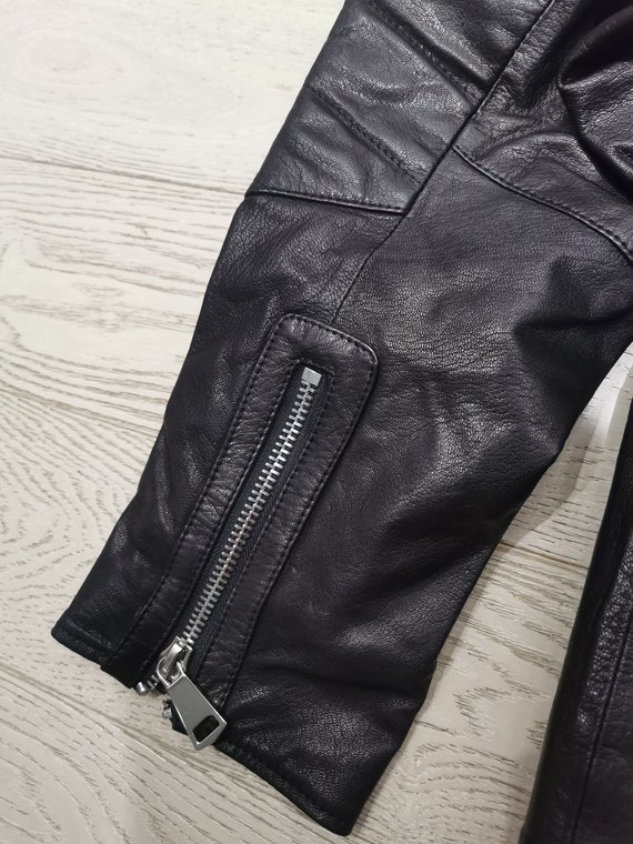 Vintage Men’s Black Genuine Leather Biker Jacket Slim… - Gem