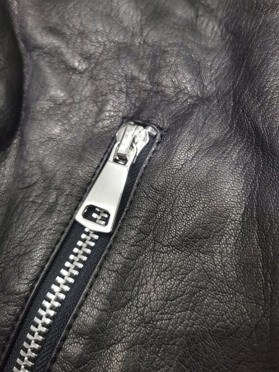 Vintage Men’s Black Genuine Leather Biker Jacket Slim… - Gem