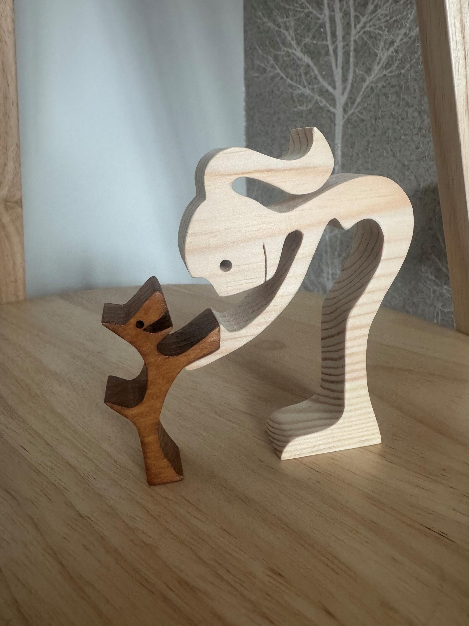 Woman and Dog, Wooden Sculpture, Hand Made, Craftmanship, Animal, Dog ...