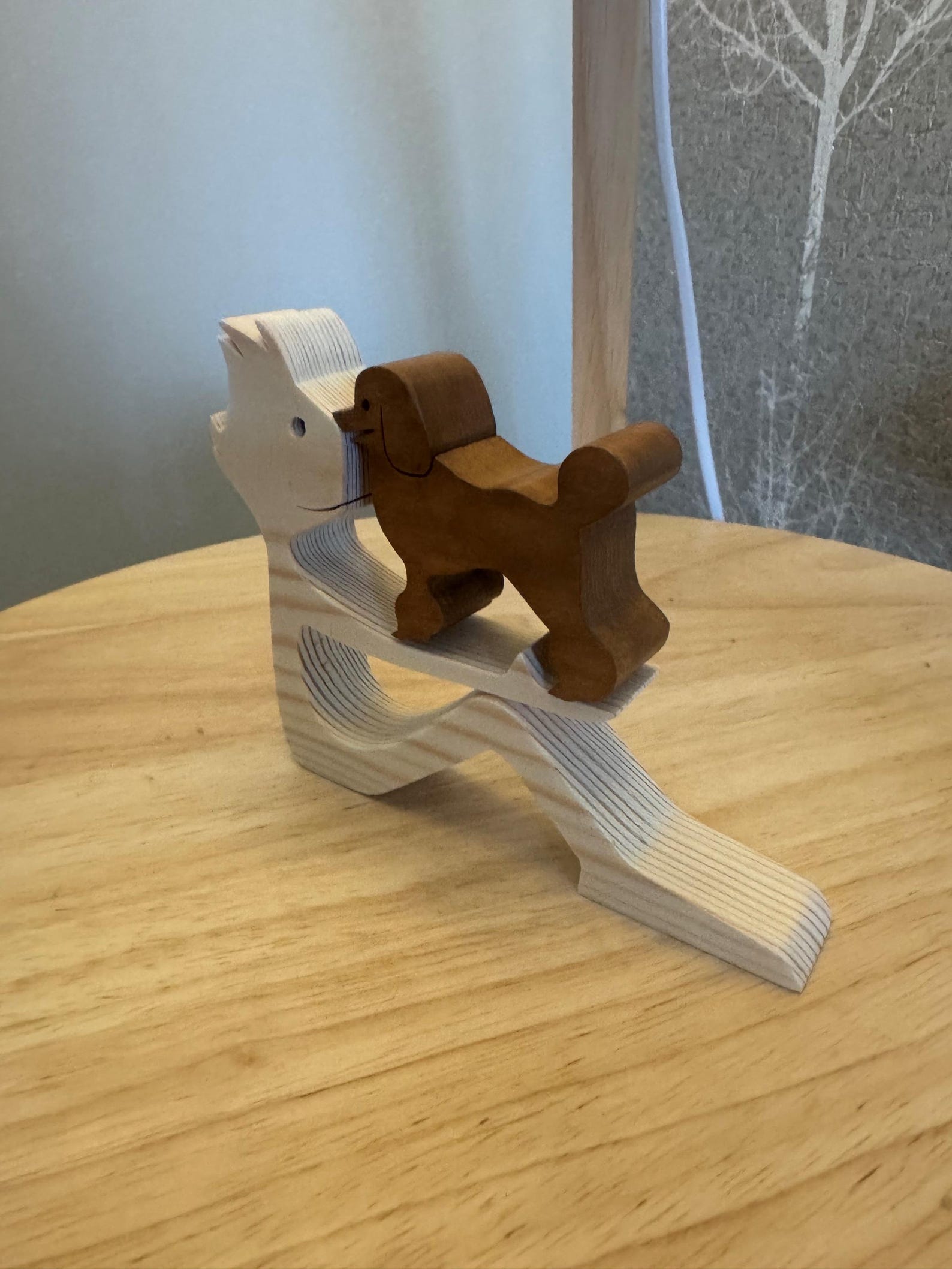 Man and Poodle Dog, Wooden Sculpture, Hand Made, Gift, Unique ...