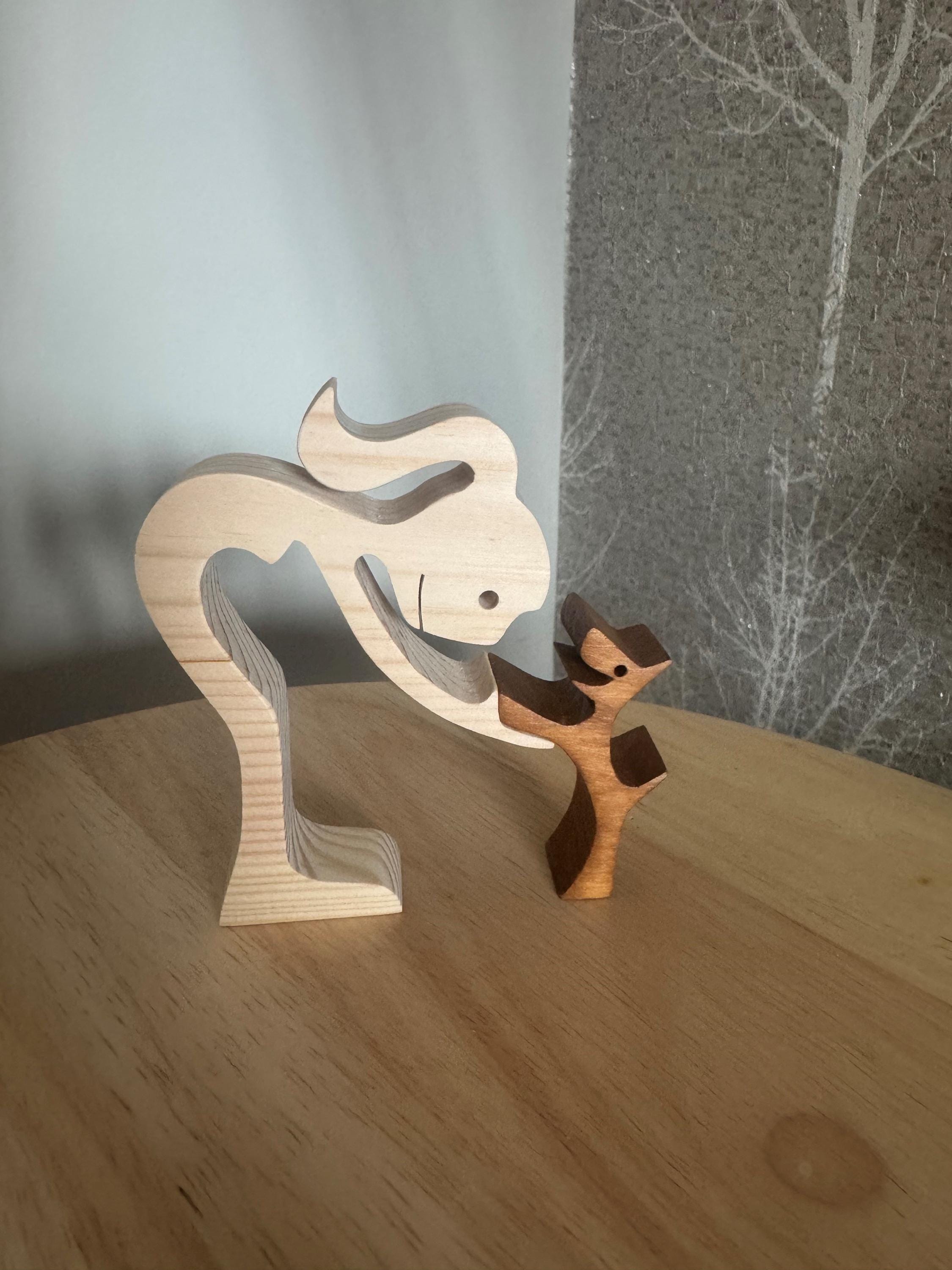 Woman and Dog, Wooden Sculpture, Hand Made, Craftmanship, Animal, Dog ...