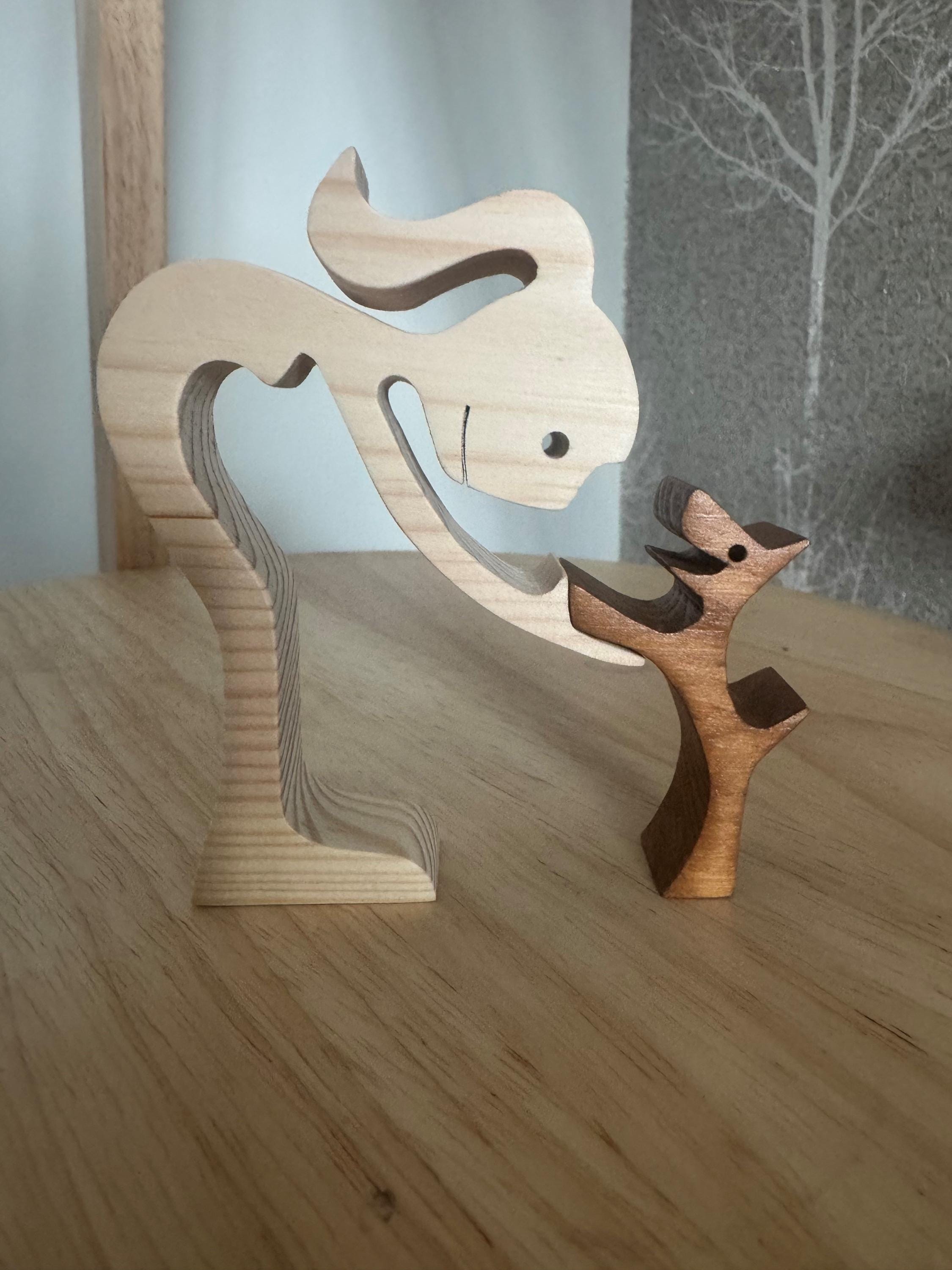 Woman and Dog, Wooden Sculpture, Hand Made, Craftmanship, Animal, Dog ...