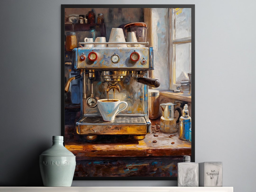 Vintage Espresso Machine Canvas Print, Coffee Shop Wall Art, Kitchen ...