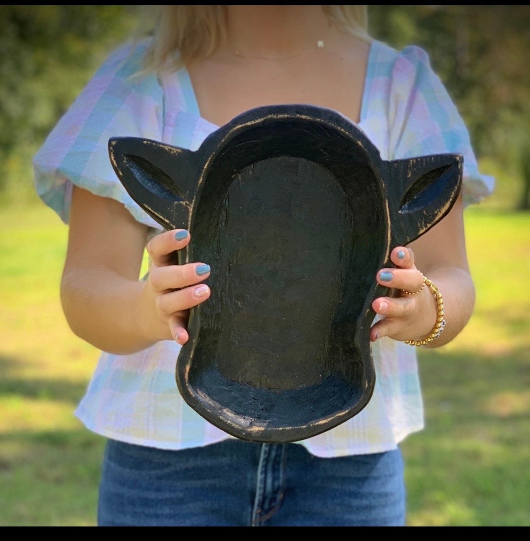 Cow Wood Dough Bowl: Rustic Farmhouse Western Decor - Etsy