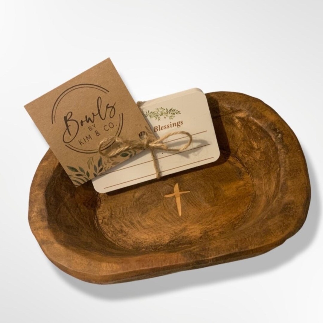 Mini Wood Dough Bowl With Cross: Rustic Prayer Bowl, Religious Gift - Etsy