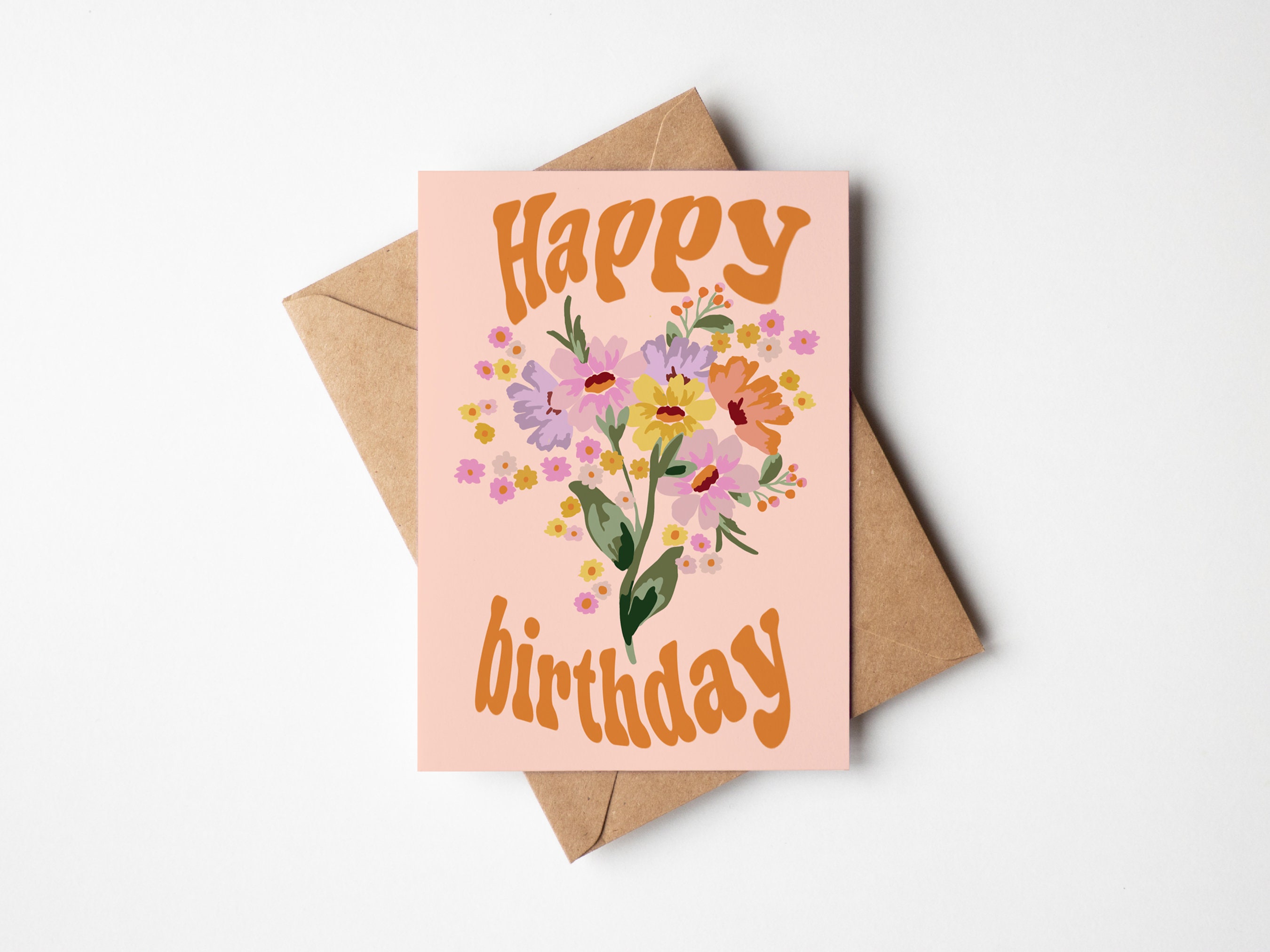 Wild Flower Bouquet Happy Birthday Digital Birthday Card - Etsy