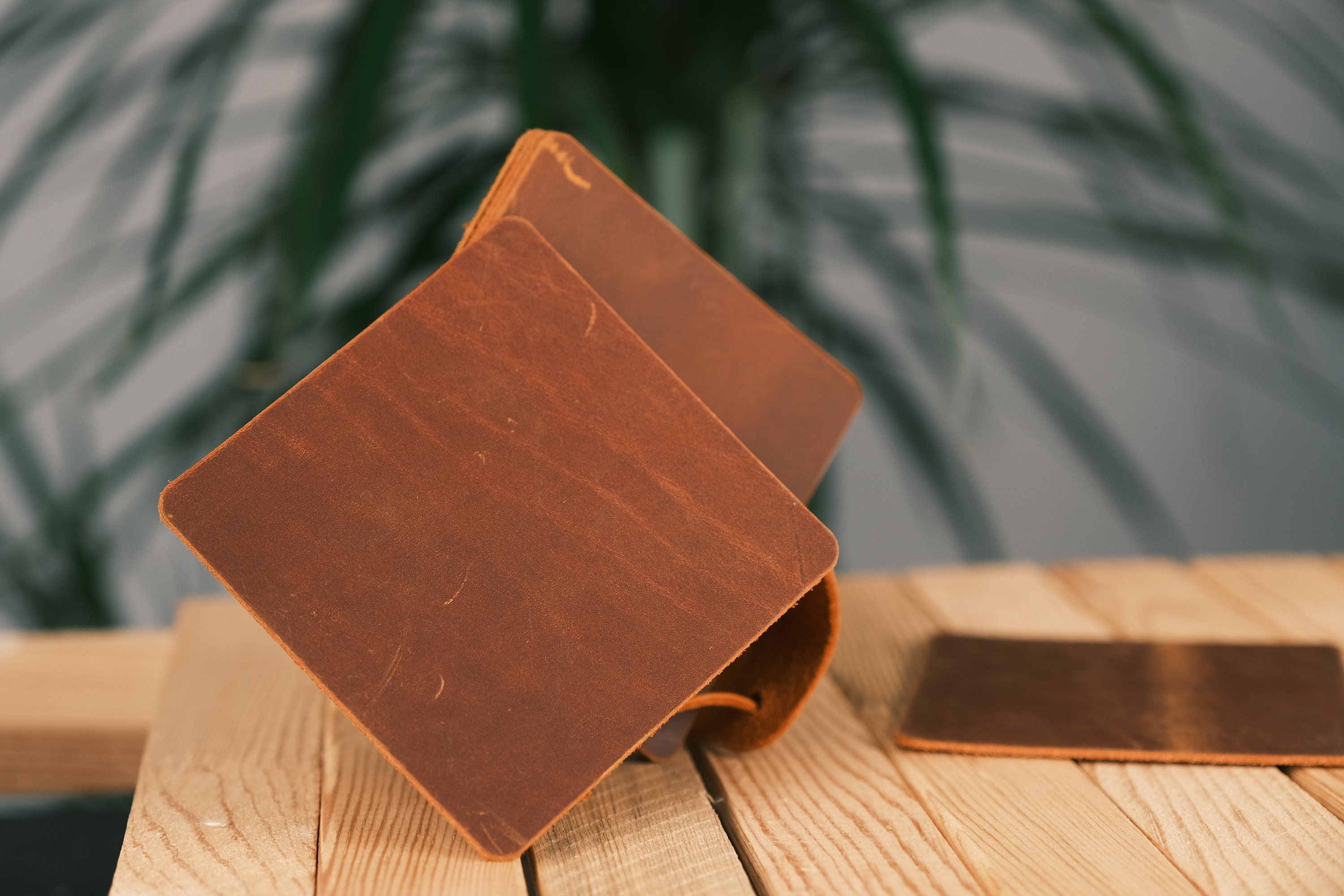 Handmade Leather Coasters Set, Square Leather Coaster, Leather Drink ...