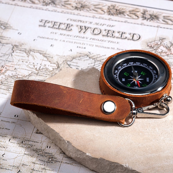 Engraved Compass Keychain - Etsy