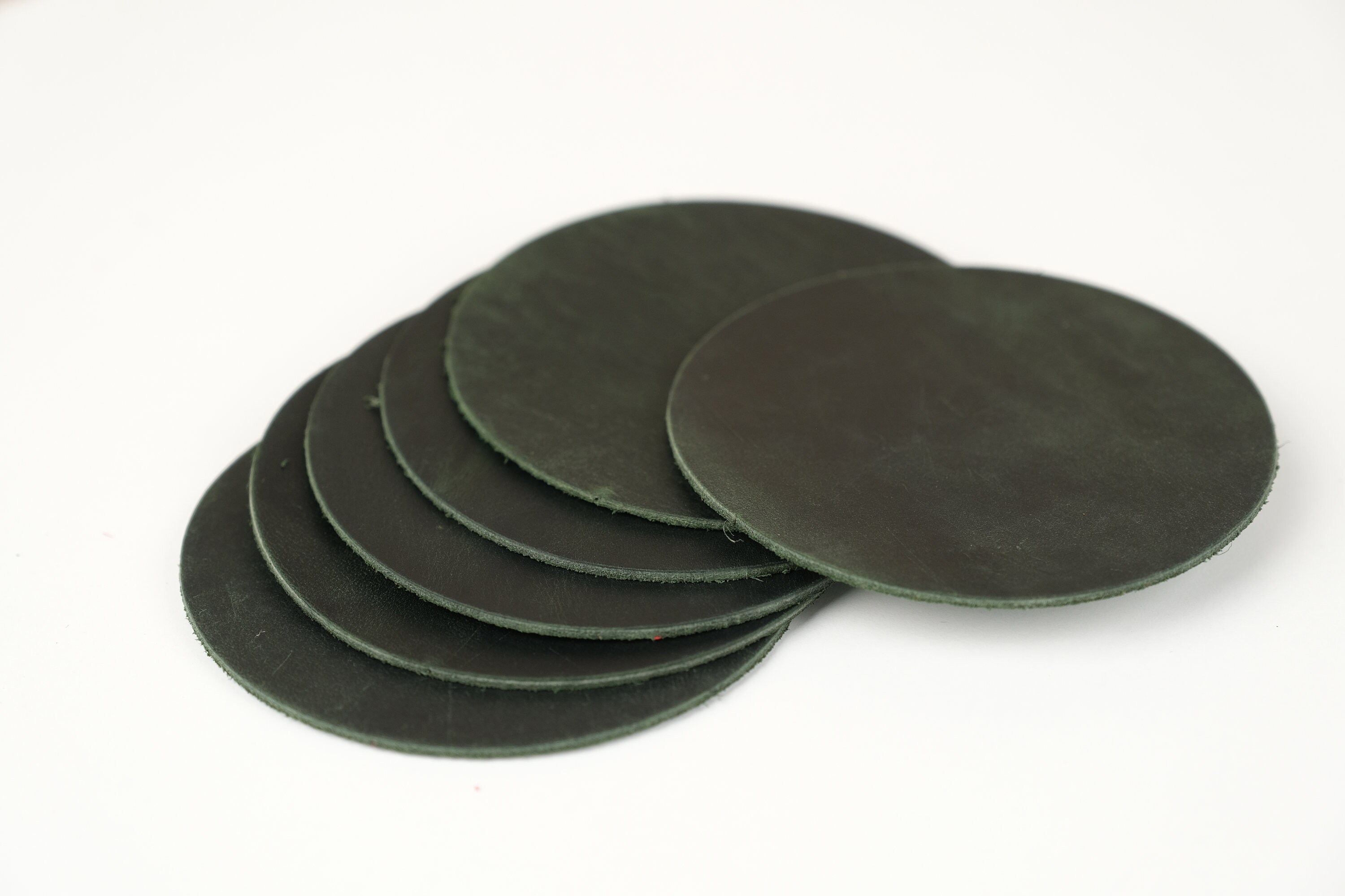 Handmade Leather Coasters Set, Round Leather Coaster, Leather Drink ...
