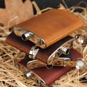 Personalized Leather Hip Flask, Leather Wrapped Flask, Camping Flask ...