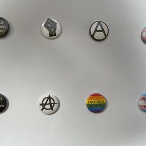 Punk and Anarchist 25mm Handmade Pin Badges With Assorted Slogans and ...