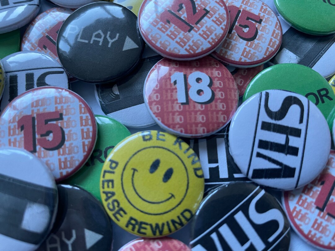 VHS and Film 25mm Handmade Button Badges - Etsy UK