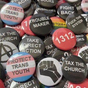 Punk and Anarchist 25mm Handmade Pin Badges With Assorted Slogans and ...